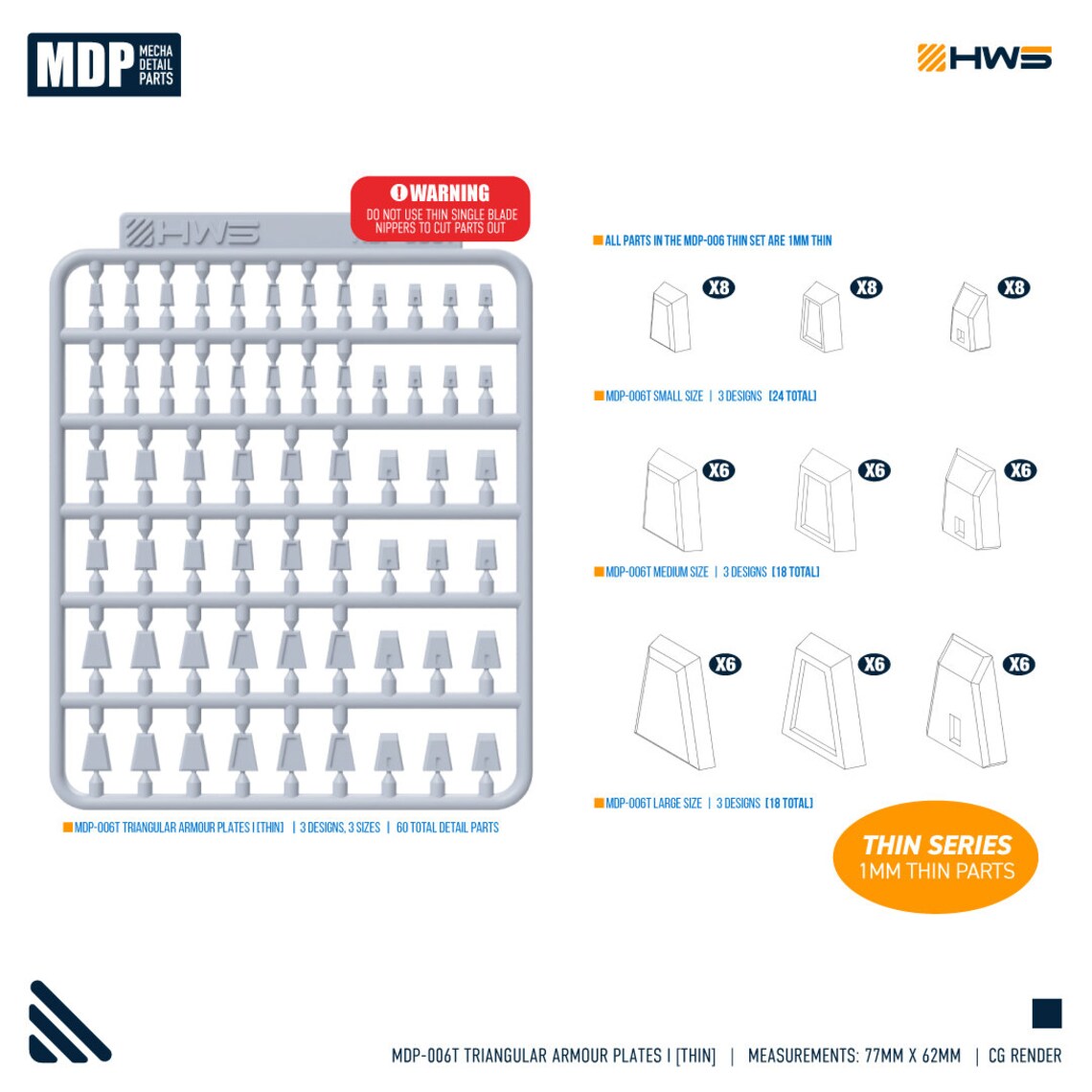 HWS - Mecha Detail Parts 006T (THIN Triangular Armour Plates I ...